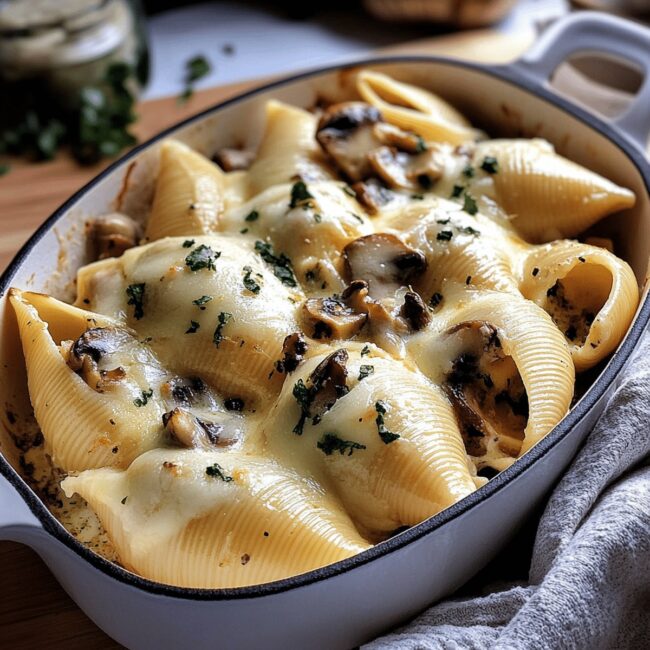 The Dreamiest Cheesy Garlic Mushroom Stuffed Shells Recipe Ever ...
